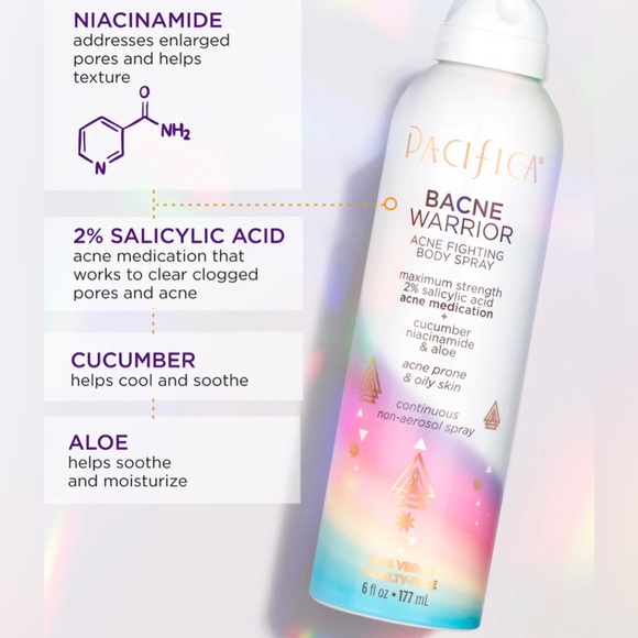 Pacifica | Skincare | Bnippacifica Bacne Warrior Acne Body Spray | Poshmark